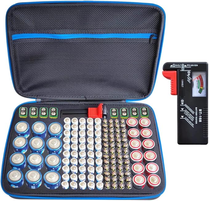 Amazon.com: YAWEWYA Battery Organizer Storage Case with Tester:Battery ...