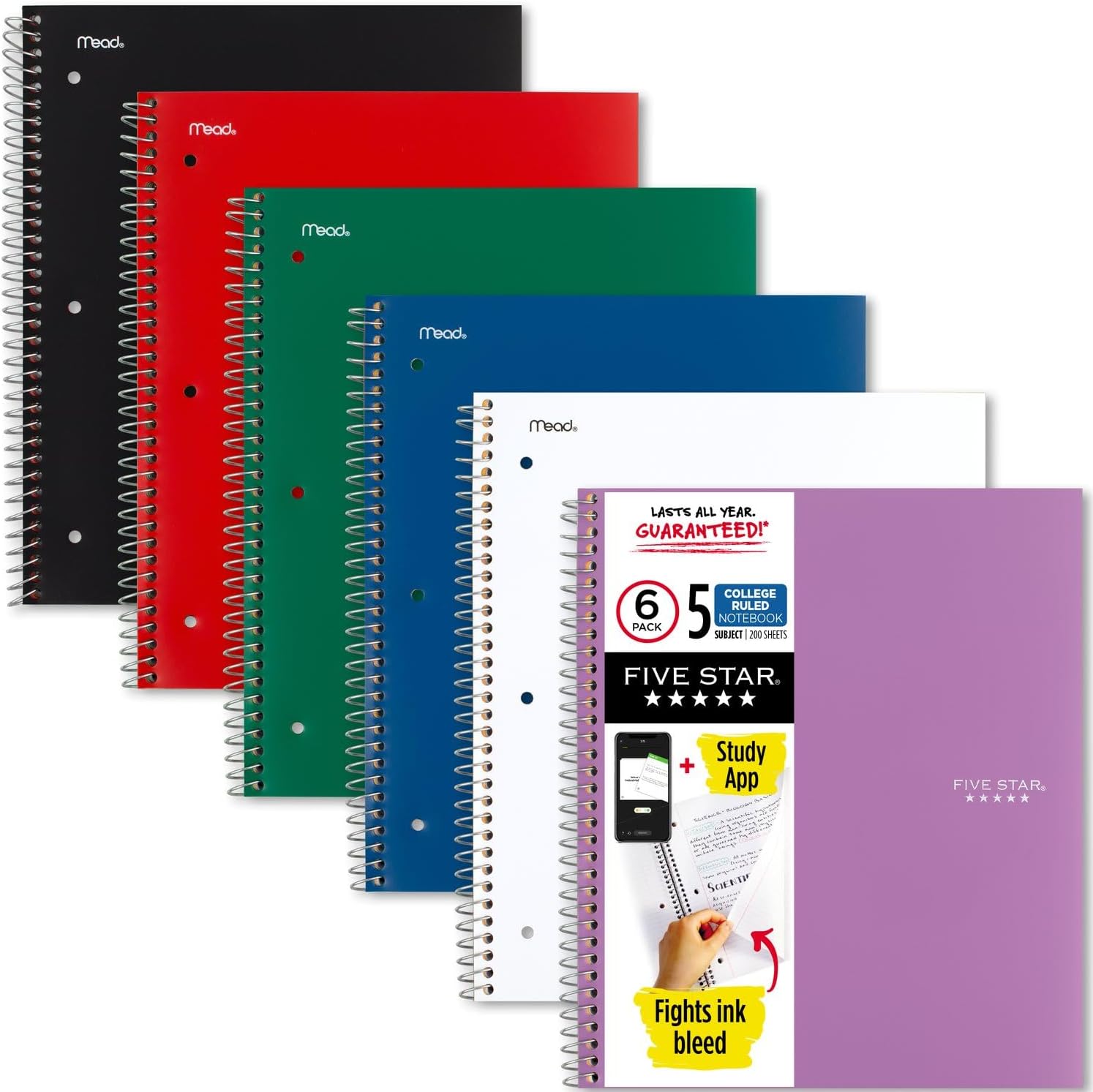 Amazon.com : Mead Five Star Notebook + Study App - 5 Subject Notebook ...