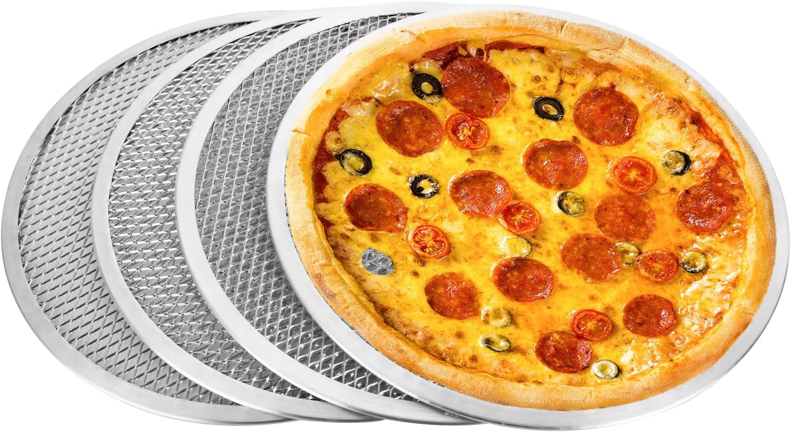 YOUNTHYE 3PCS Pizza Trays for Oven Non Stick, 13 Inch Aluminium Pizza ...