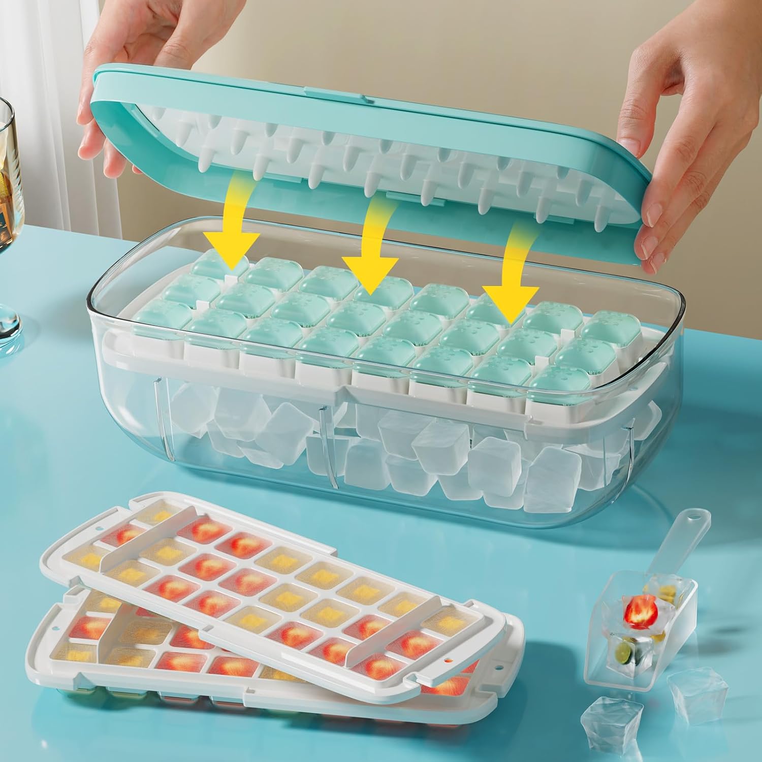 Amazon.com: Ice Cube Tray with Lid and Bin, 48 pcs Ice Trays for ...
