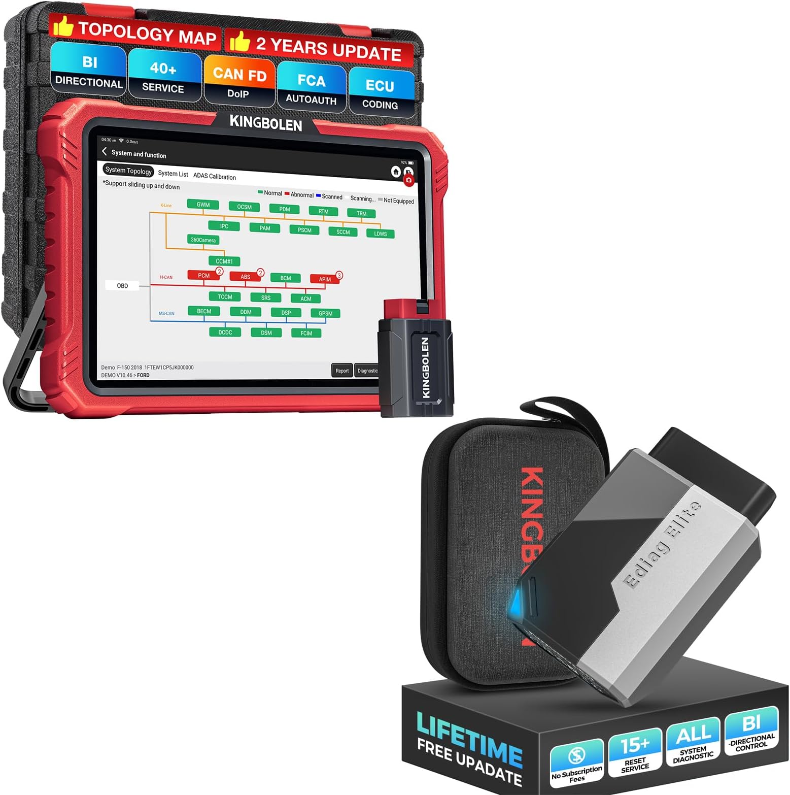 Amazon.com: KINGBOLEN Ediag Elite OBD2 Scanner Bluetooth with K10 Pro ...