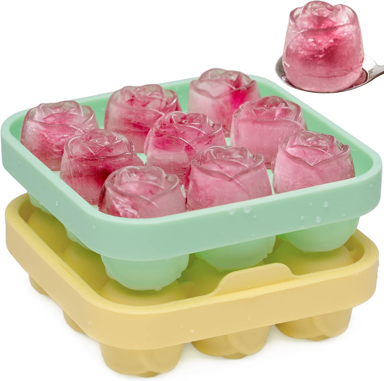 Amazon.com: Ice Cube Tray Rose, MEETRUE Rose Shaped Ice Tray Silicone ...
