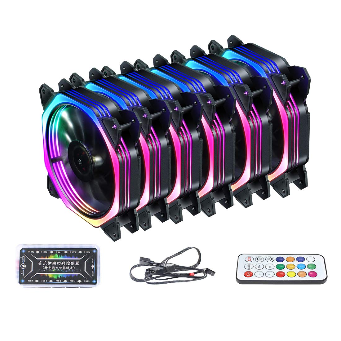 Buy JMT 120mm RGB Color Case Fans 11- Blades Quiet Computer Cooling PC ...