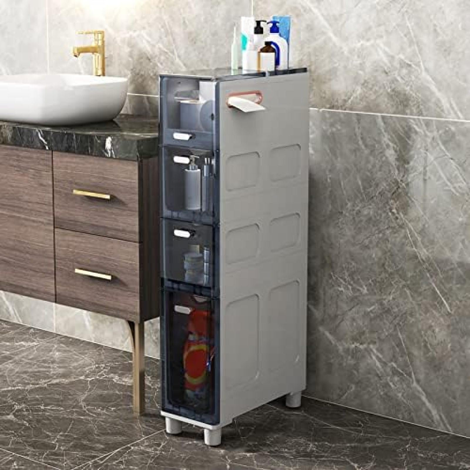 Tower Storage Cabinet Noble House Yehuda Modern Free Standing Bathroom