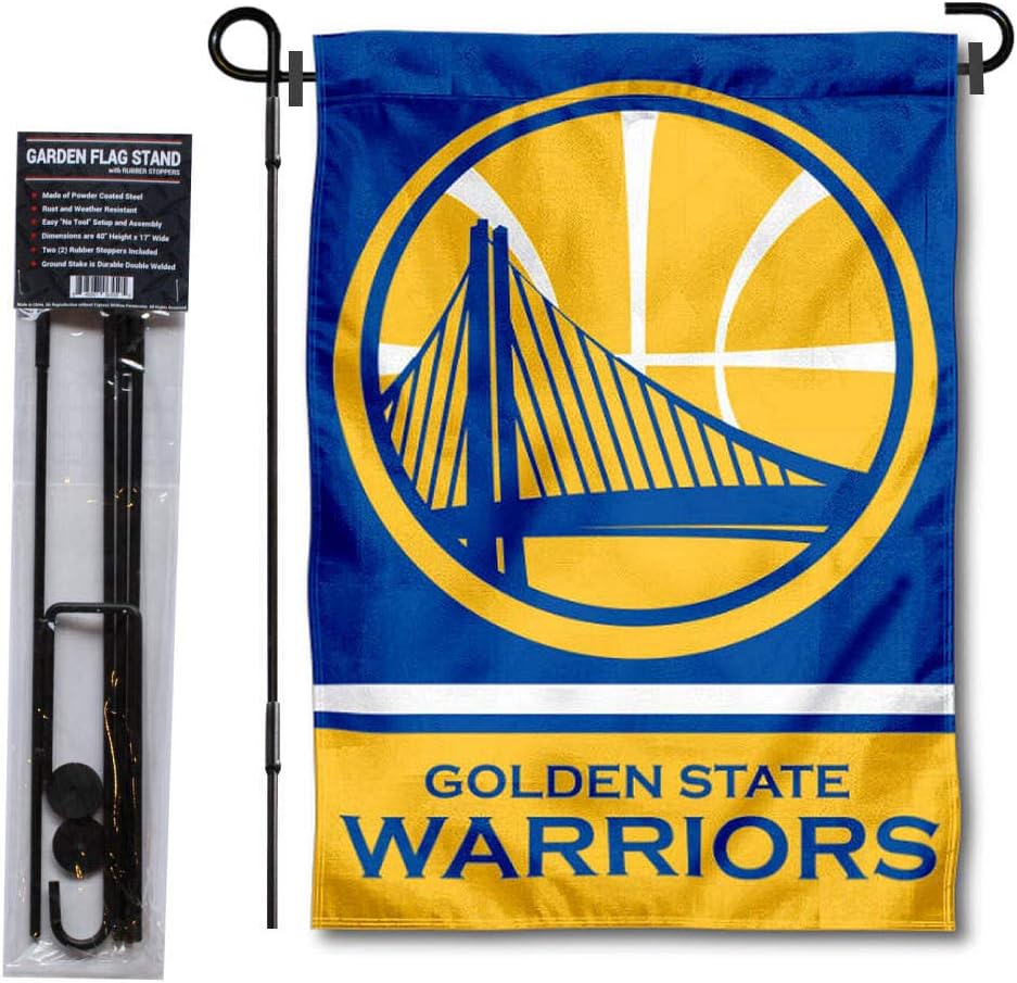 Amazon.com: Golden State Warriors Garden Flag with Stand Holder : Patio ...