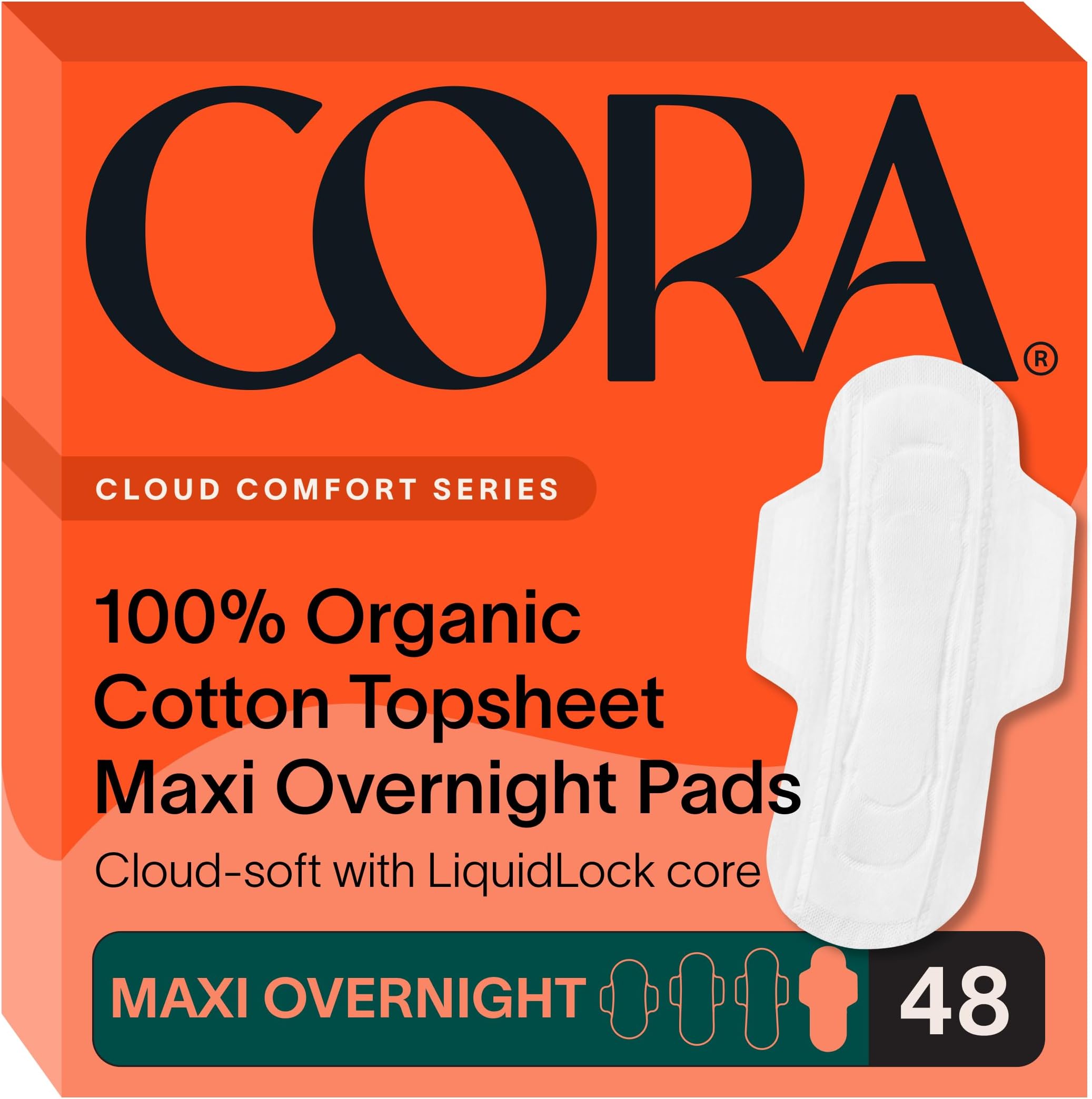 Amazon.com: Cora Organic Cotton Topsheet Maxi Pads | Ultra Thin Period ...