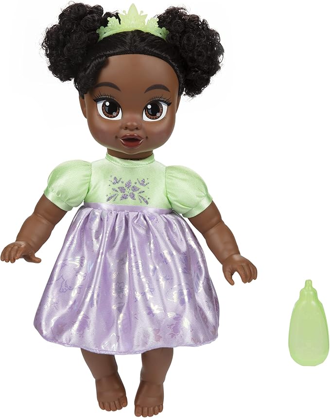 Amazon.com: Disney Princess Tiana Baby Doll with Baby Bottle & Tiara ...