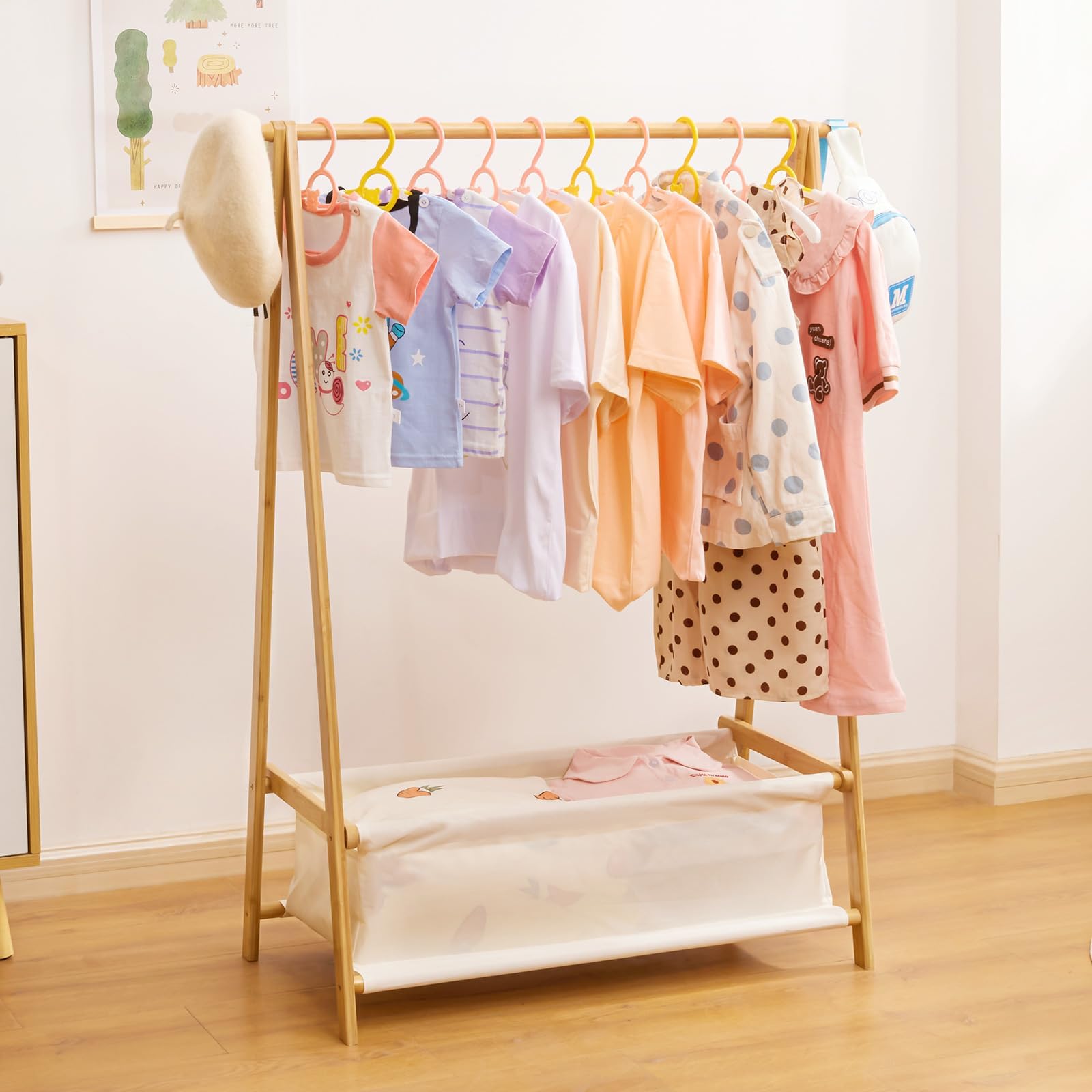 Amazon.com: WOOD&ROOM Wardrobe Dress up Rack Child Garment Rack Kids ...