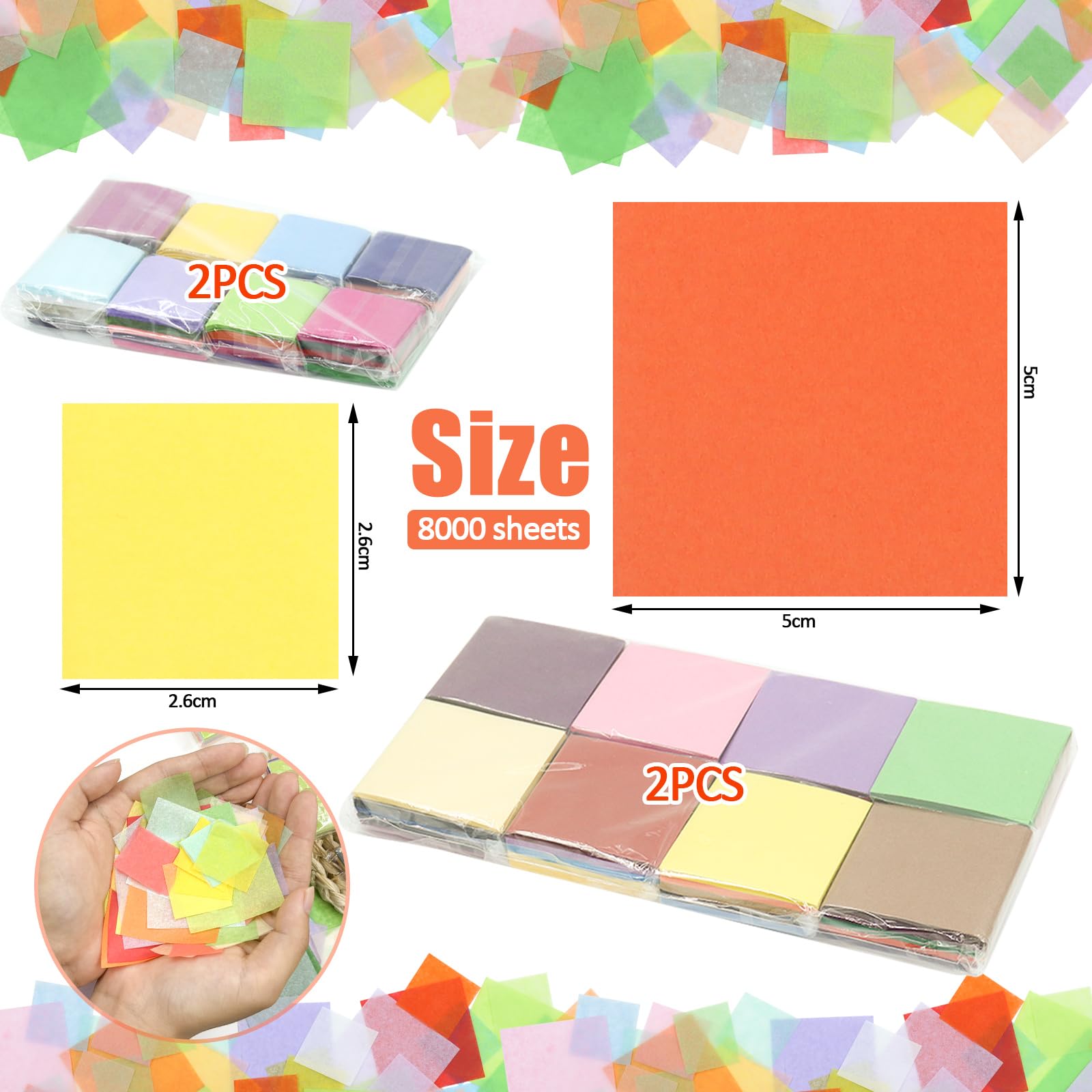 Snapklik.com : 8000PCS 1 Inch Tissue Paper Squares, 40 Assorted Colored ...