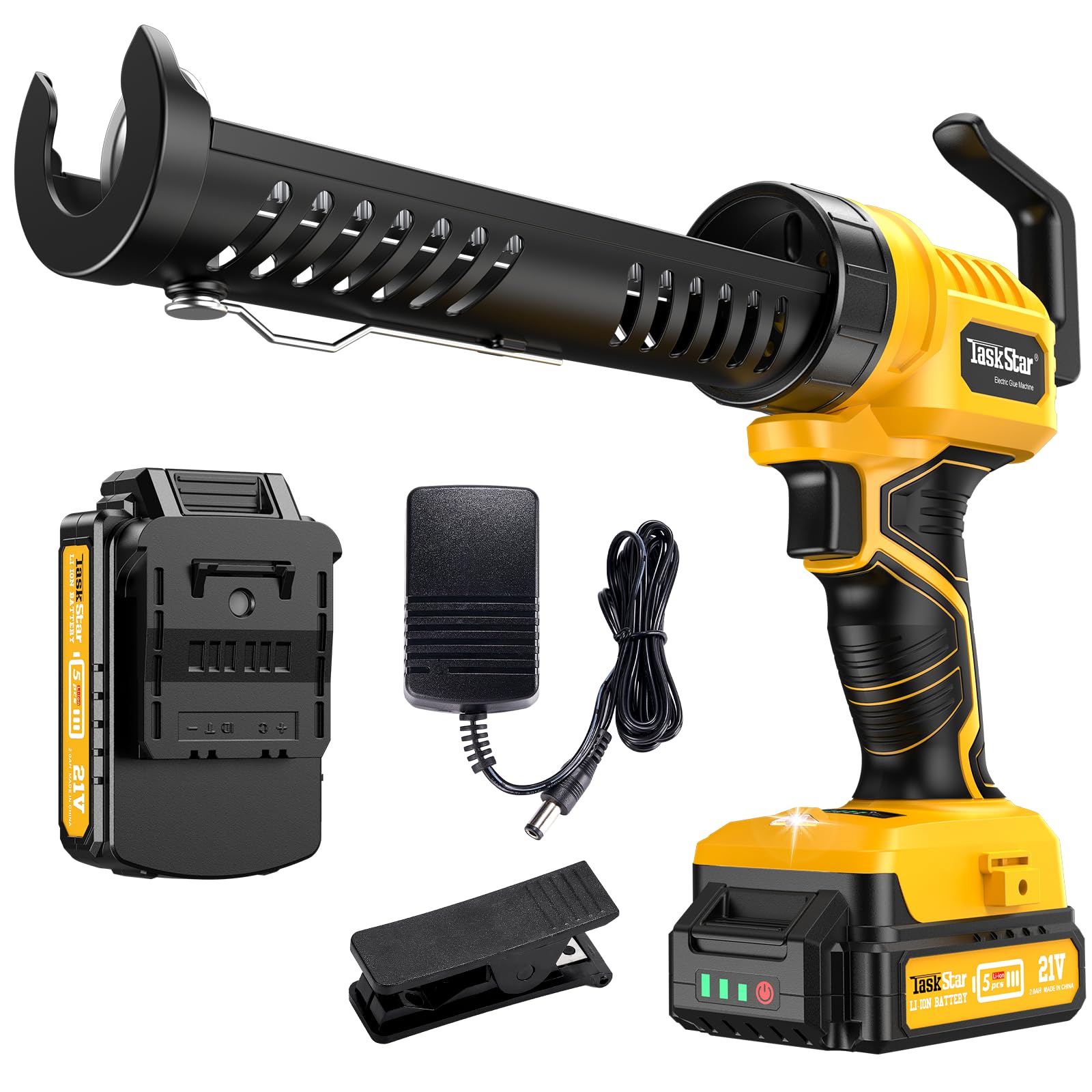 TaskStar Cordless Caulking Gun, Electric Caulk Gun w/2.0Ah Batteries, 5 ...