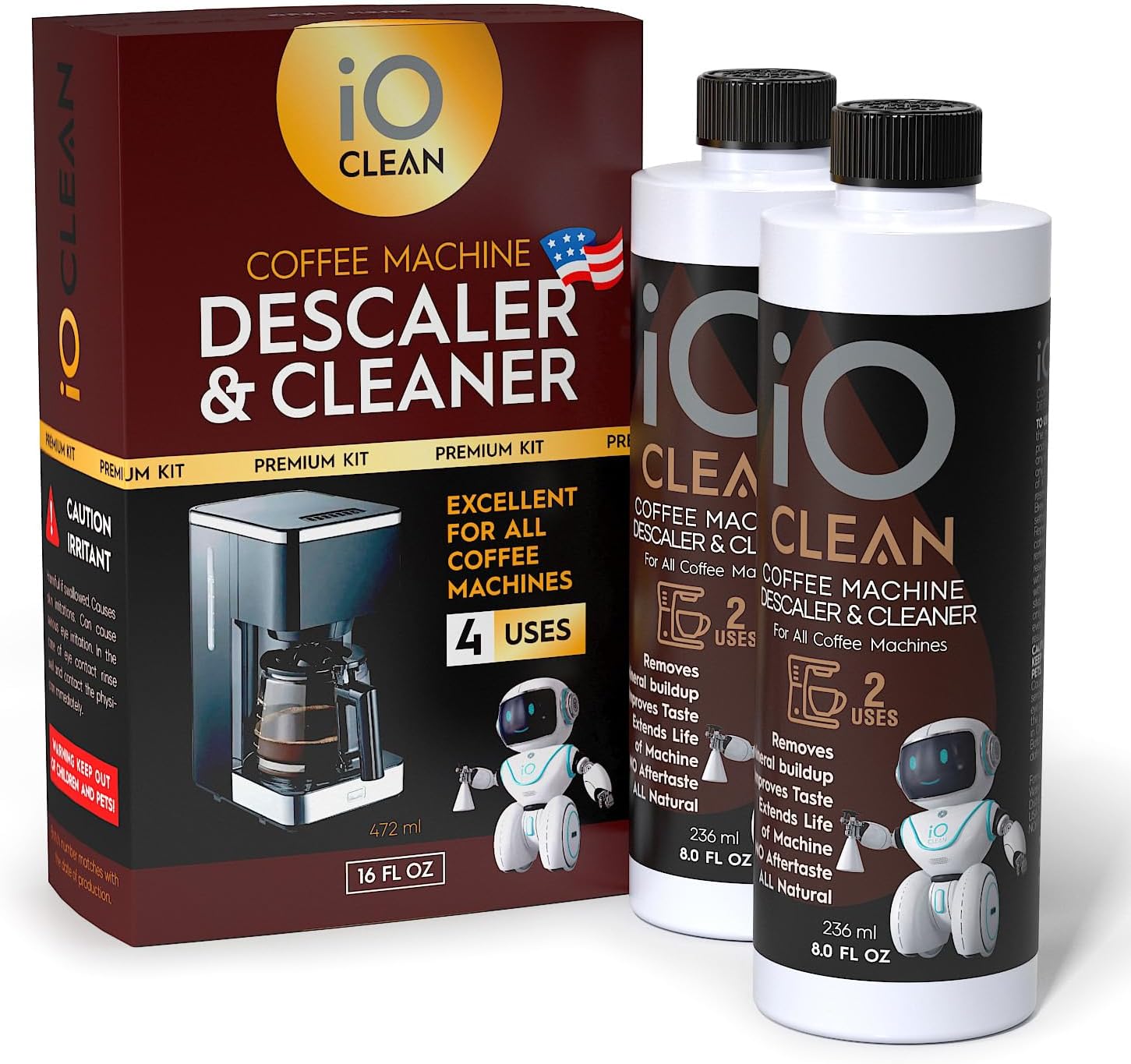 Amazon.com: iO CLEAN Descaling Solution for All Coffee Machines – 16oz ...