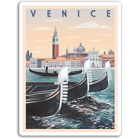 2 x 10cm Venice Italy Vinyl Sticker Luggage Travel Tag Label Car ...