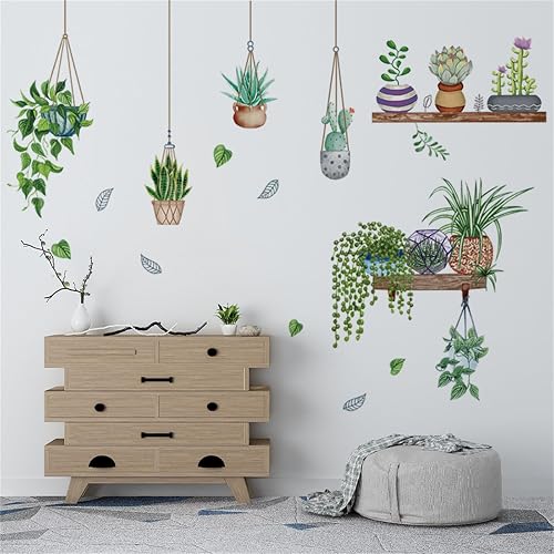 Tropical Rainforest Plant Wall Stickers Large Green Leaf Potted Plants ...