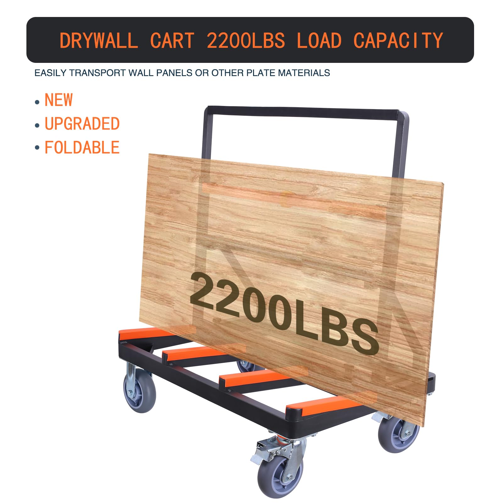 Snapklik.com : Folding Drywall Cart Heavy Duty,Panel Cart Load 2200 Lbs ...