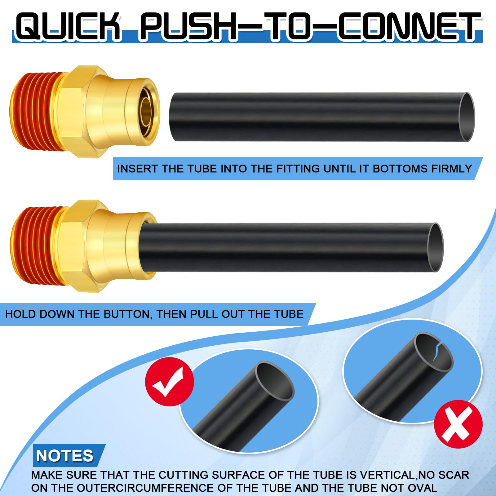 Snapklik.com : 6PCS 1/4" DOT Brass Push To Connect Air Brake Fittings ...