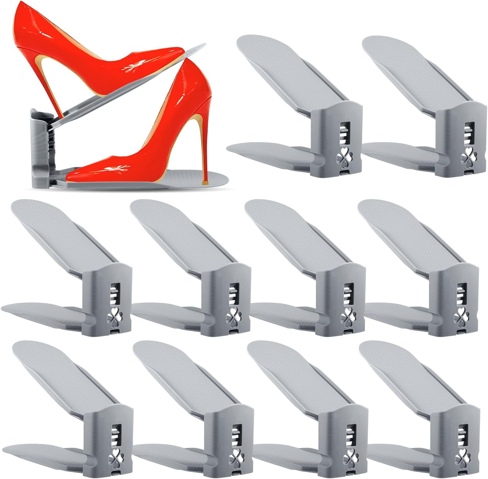 SaiXuan Lot de 10 Support à Chaussures Réglables,Empiler Les Chaussures ...