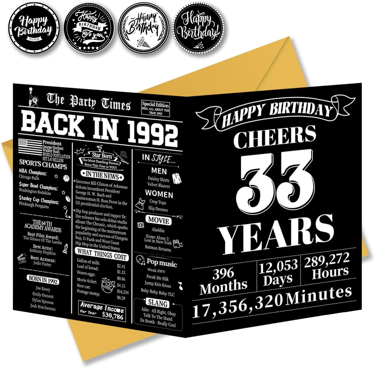 Amazon.com : Londue 33rd Birthday Card, 33rd Birthday Gifts for Men ...