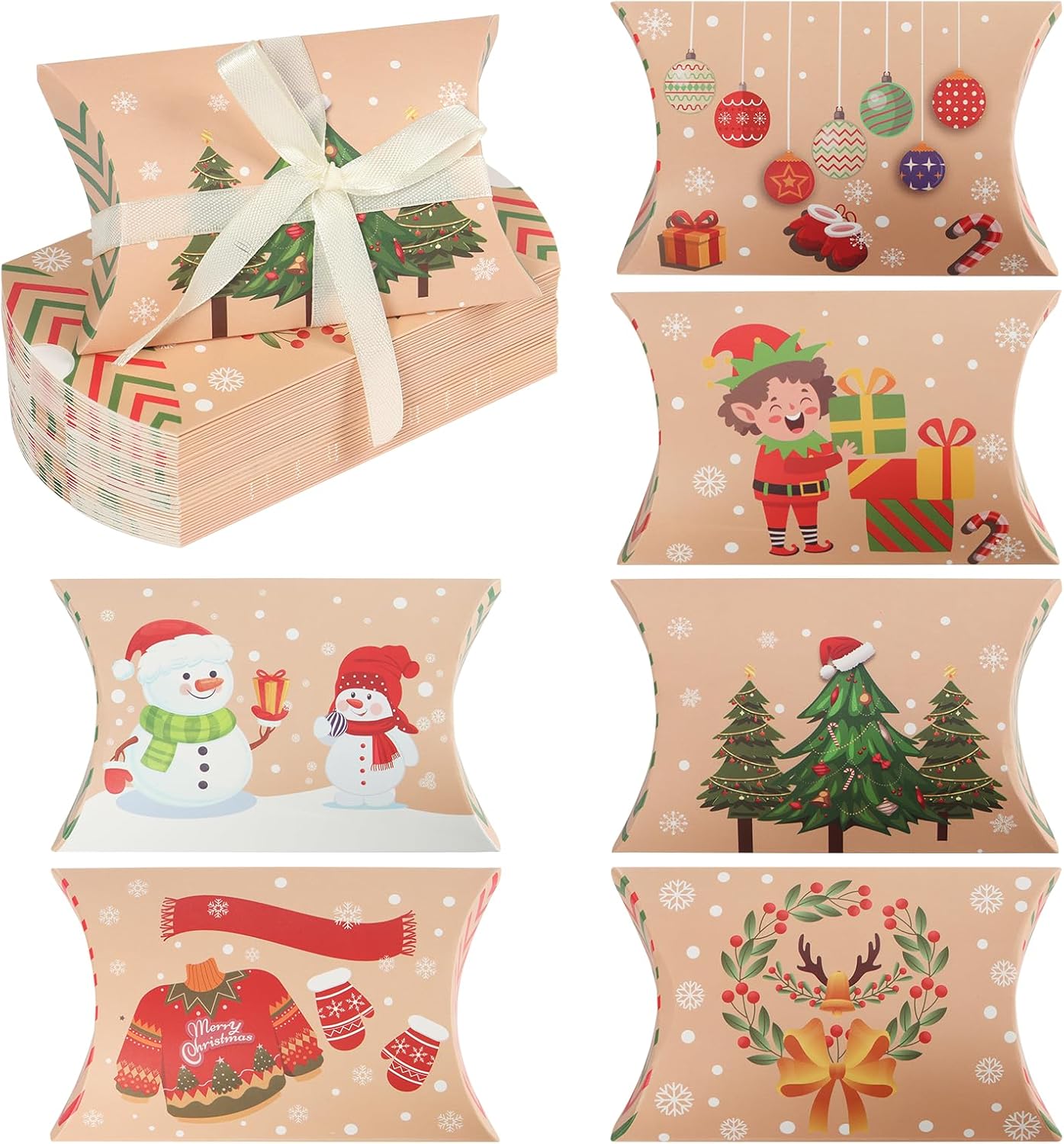 48 Pieces Small Christmas Boxes, Kraft Paper Gift Boxes, Small Gift ...