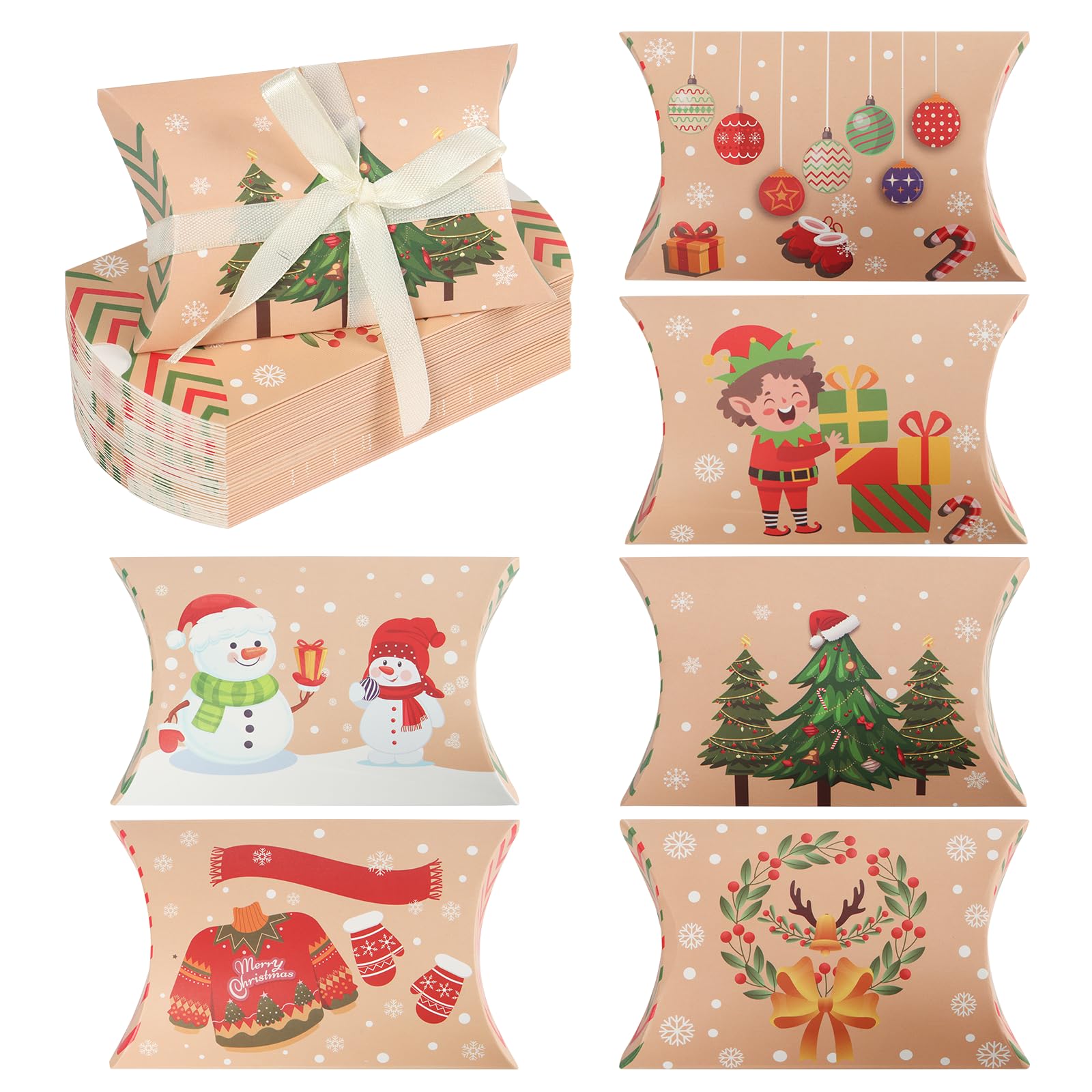 48 Pieces Small Christmas Boxes, Kraft Paper Gift Boxes, Small Gift ...