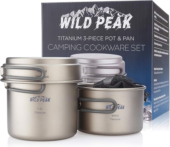 Amazon.com : Wild Peak Titanium Lightweight 3-Piece (1.2L, 800ml, 400ml ...
