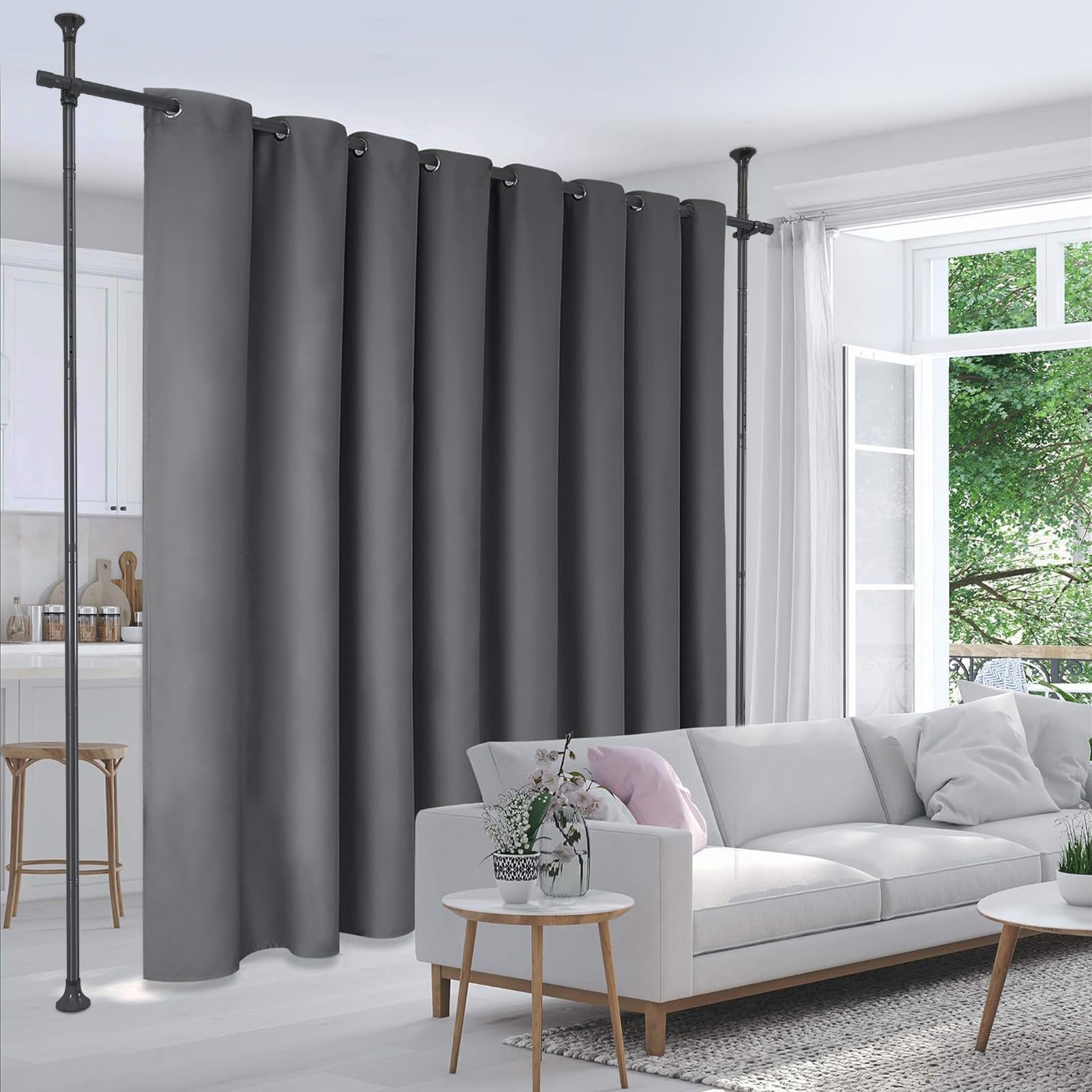 Amazon.com - Room Divider, No Drilling Curtain Rod, Adjustable Heavy ...