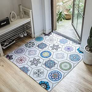 Amazon.co.jp: Flower Pattern Bath Mat, Foot Wipe Mat, Stylish ...
