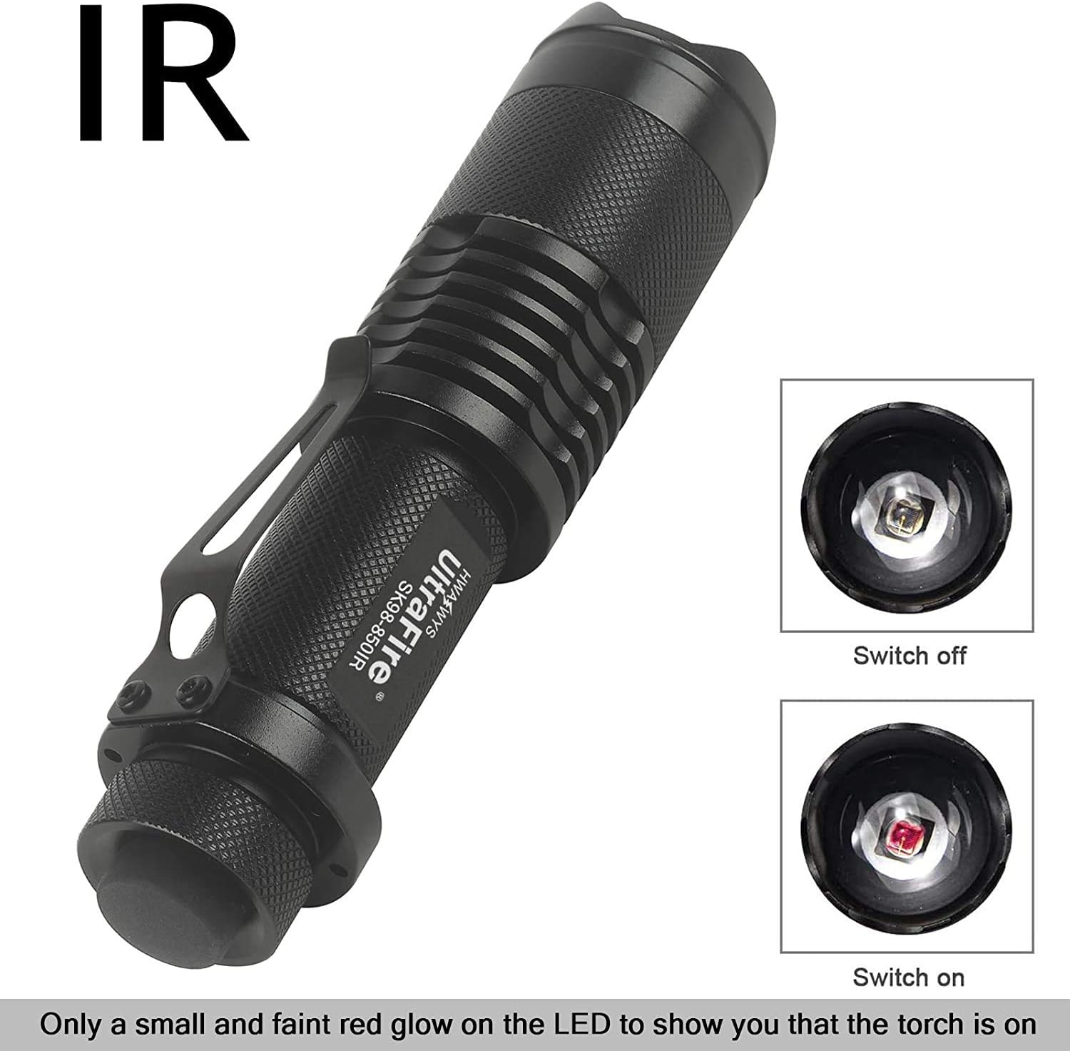 ULTRAFIRE Mini IR Torch 850nm Infrared Illuminator Zoomable LED ...