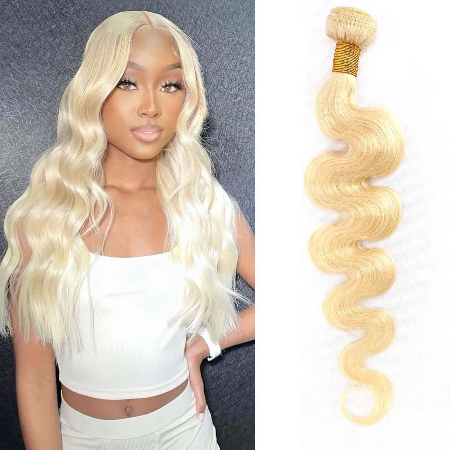 Amazon.com : 613 Bundles Body Wave Bundles Human Hair 100% Brazilian ...