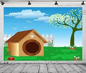 Amazon.com : CORFOTO Cartoon Doghouse Backdrop Fabric 10x6.5ft Outdoor ...