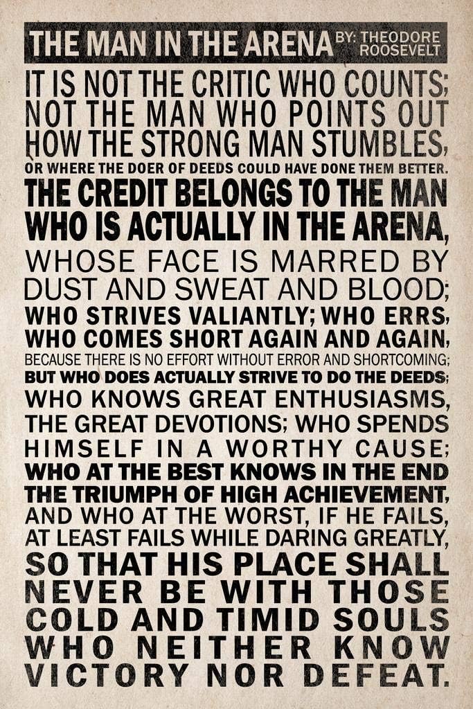 Amazon.com: The Man In The Arena President Theodore Roosevelt Quote ...