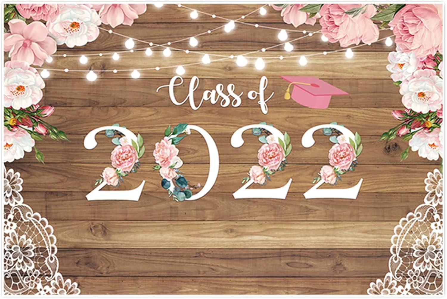 Amazon.com : Funnytree 68" X 45" Floral Graduation Party Backdrop Class ...