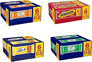 6 x 6 Milk Chocolate Biscuit Bars Multipack, Gold, Club Mint, Club ...