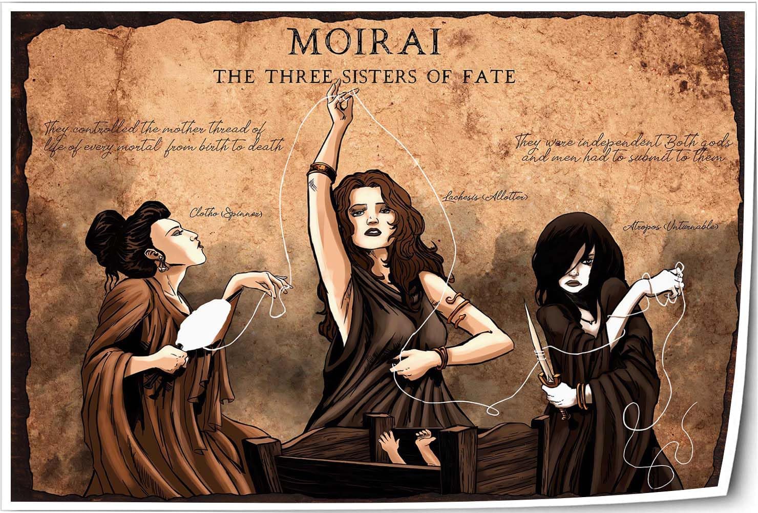 Amazon.com: Binyeen Moirai Greek Mythology Poster The Three Fates ...