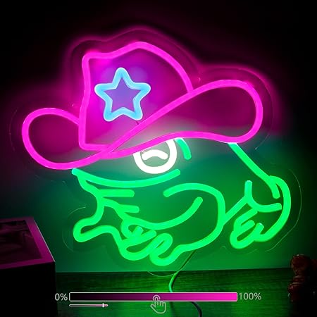Amazon.com : Cowboy Frog Neon Sign for Wall Decor Frog with Cowboy Hat ...