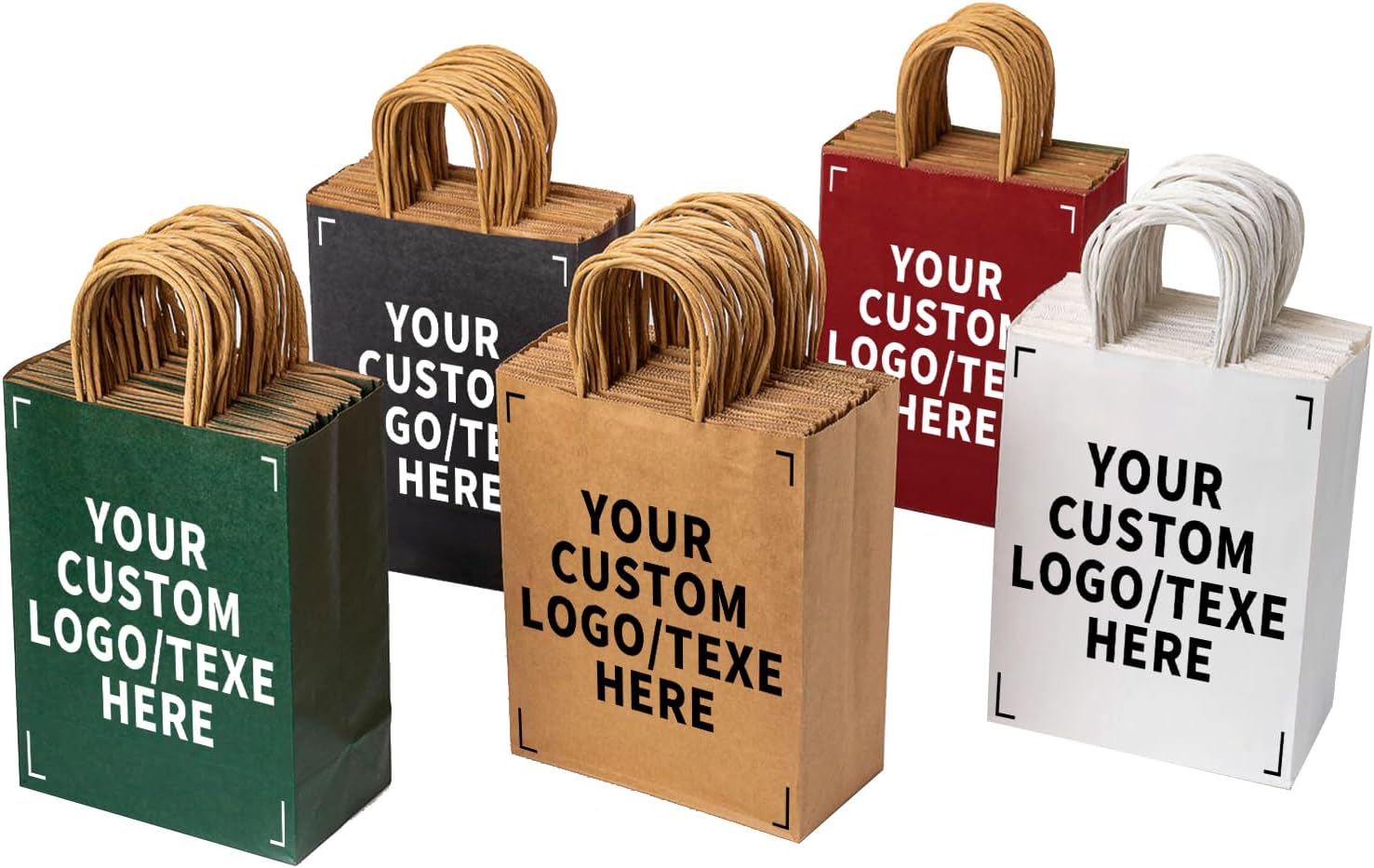 Amazon.com: RACETOP 50 PCS Custom Paper Bags, Personalize Printed Kraft ...