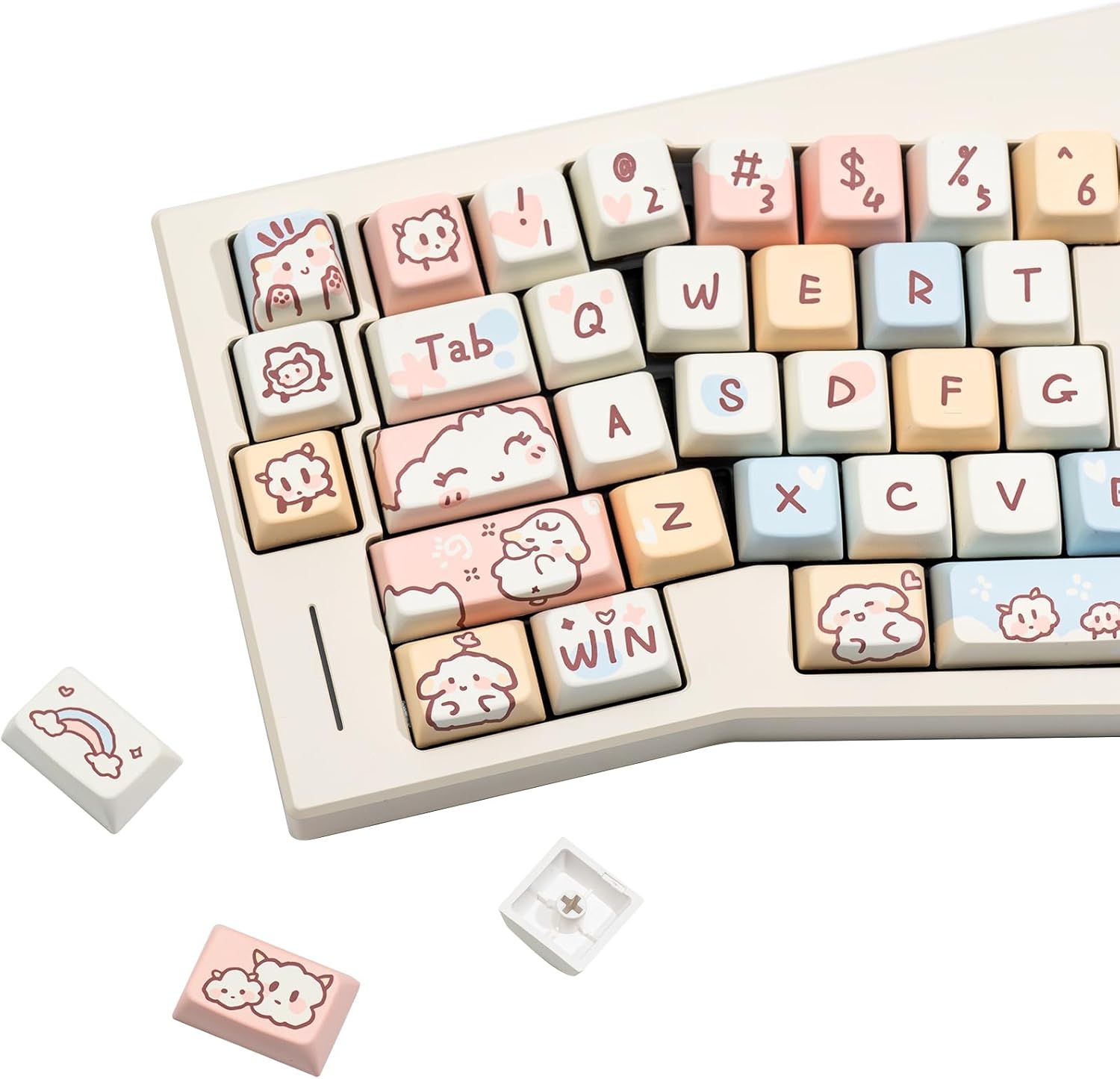 Amazon.com: JOLINTAL PBT 74 Key keycaps Cute Pink MDA Profile keycaps ...