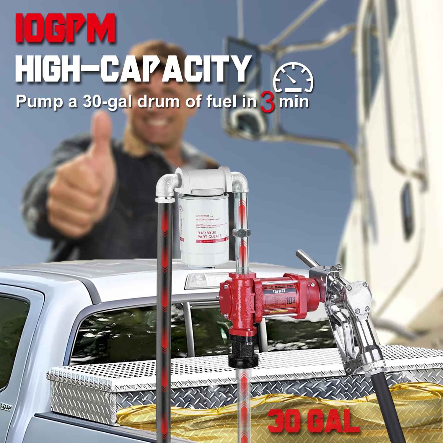 Snapklik.com : TOPWAY 12V DC Gasoline Fuel Pump, 10GPM Self-priming Oil ...