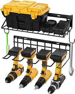 Amazon.com: HOMSAILMO Power Tools Wall Mounted Storage Rack, 2 Tiers ...