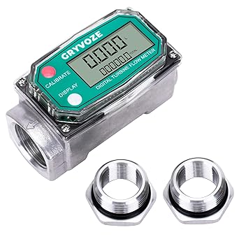GRYVOZE 1 Inch Digital Turbine Fuel Flow Meter, 2.6-26 GPM Inline NPT ...
