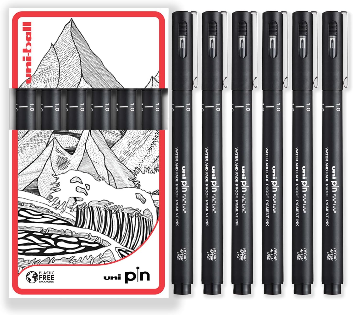 Amazon.com : Uni Pin Fineliner Drawing Pen - Black Ink - 1.0mm Nib ...