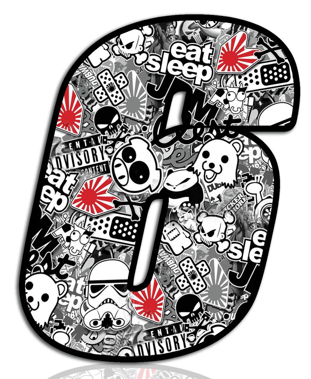 Amazon.com - Racing Number № 6 Stickers Bomb Decal N 346