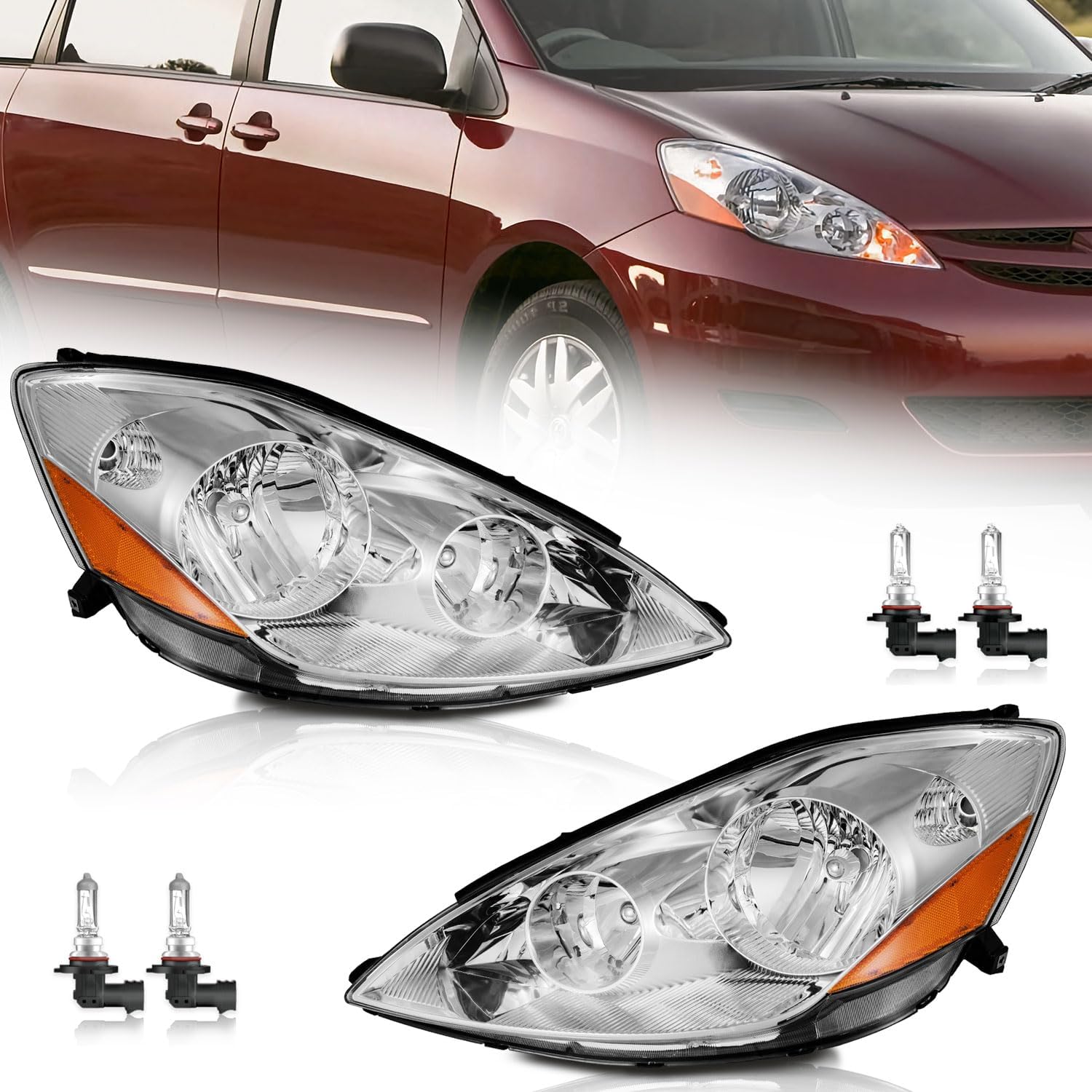 Amazon.com: WEELMOTO Headlights Assembly For 2006-2010 Toyota Sienna ...