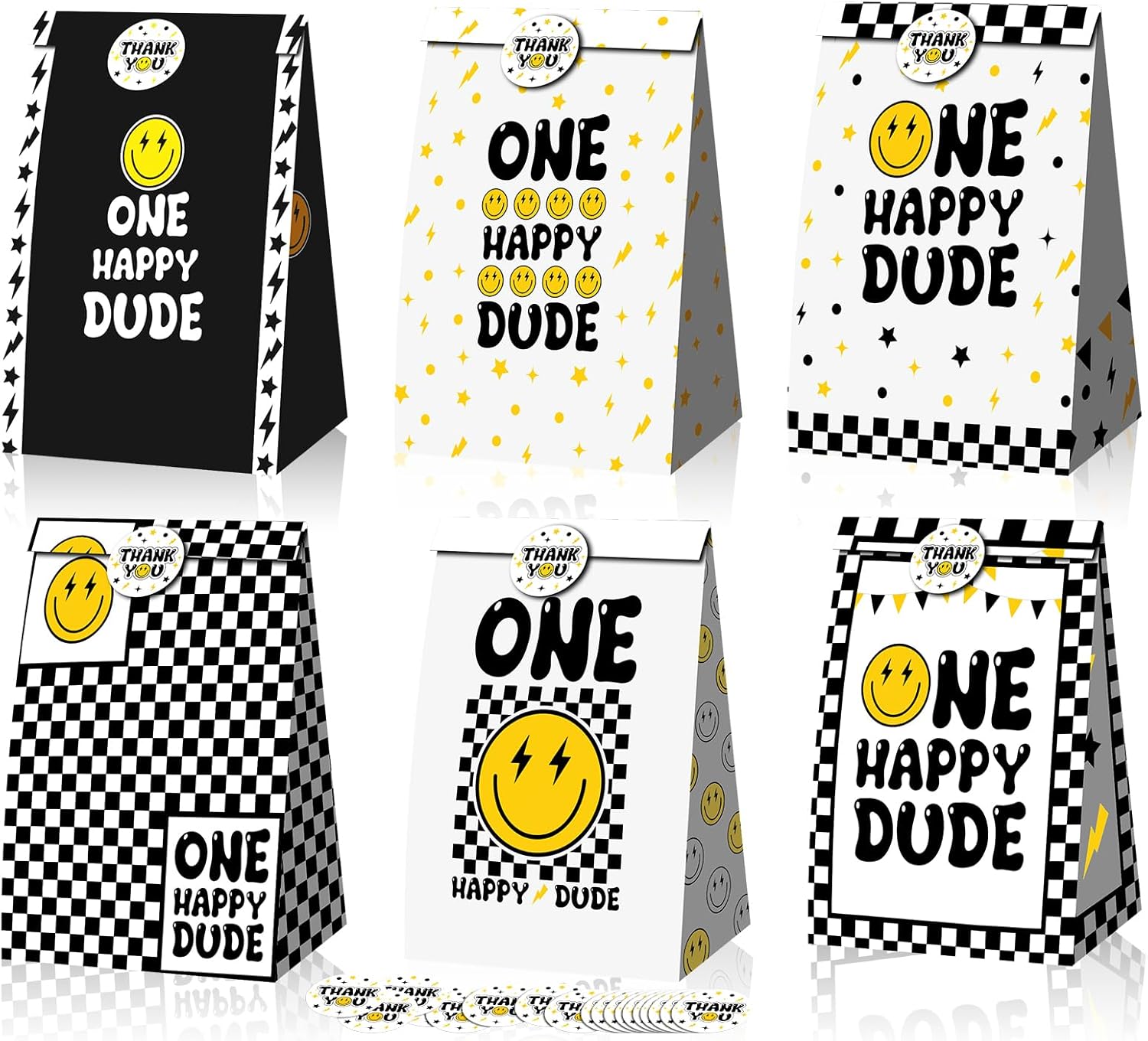 Amazon.com: Yeaqee 24 Pcs One Happy Dude Party Favor Bags 1st Birthday ...