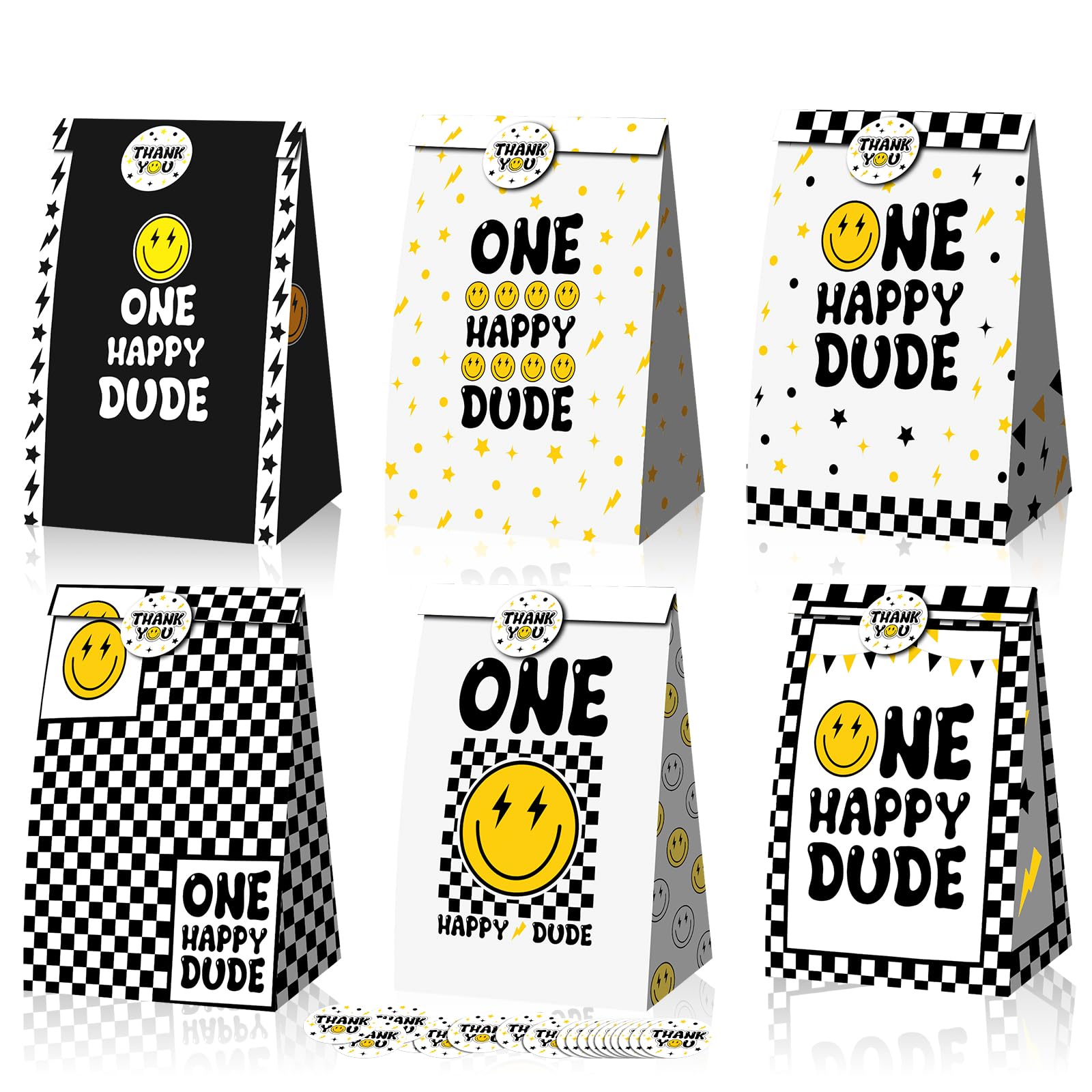Amazon.com: Yeaqee 24 Pcs One Happy Dude Party Favor Bags 1st Birthday ...