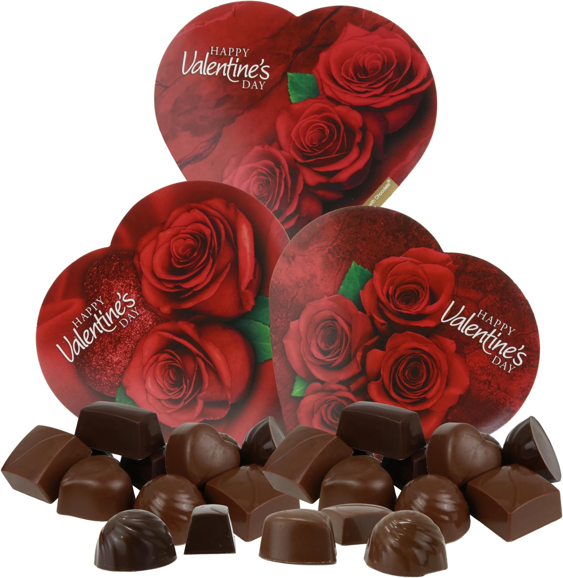 Amazon.com : Assorted Chocolates in Heart-Shaped Boxes, (Made in USA ...