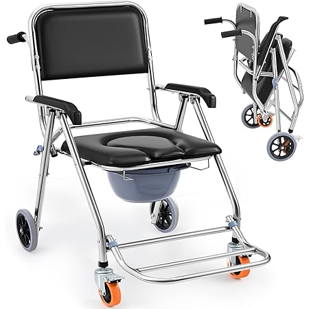 Amazon.com: Winado Bedside Commode Chair, 4 in 1 Toilet Rolling ...