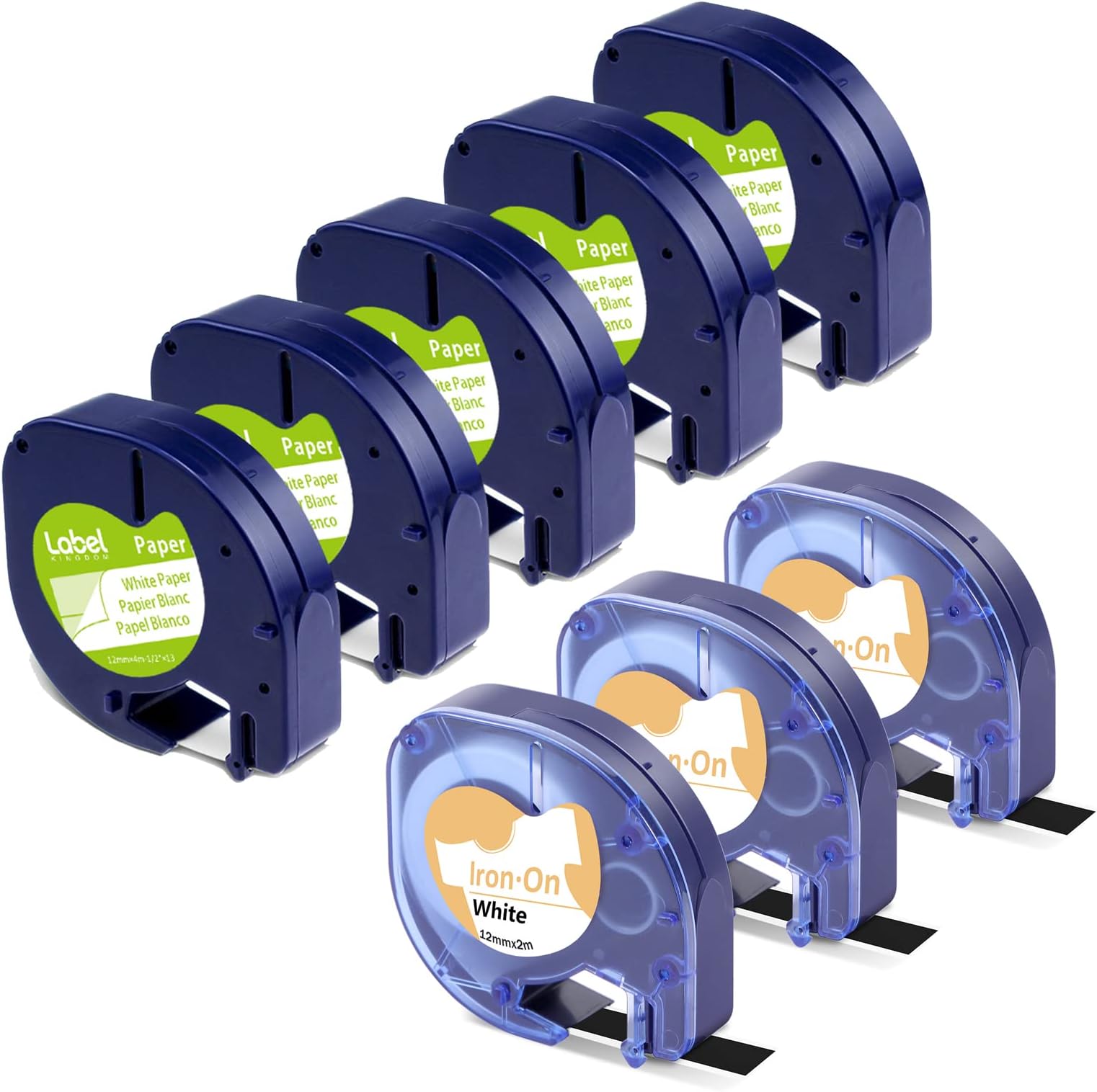 Amazon.com: 5 Paper + 3 Iron on Fabric Label Compatible DYMO Letratag ...