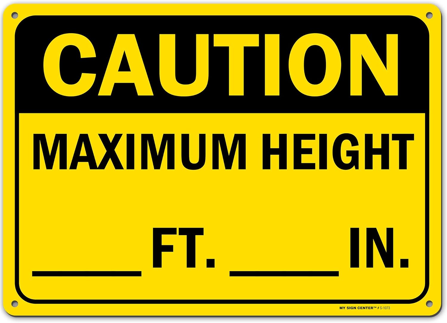 Amazon.com : Caution Maximum Height Sign, 10" x 14" 0.40 Aluminum, Fade ...