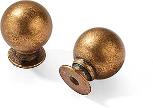 CABDM Brass Drawer Knobs 10 Pack 1 Inch Antique Brass Cabinet Knobs Kitchen Cabinet Hardware ...
