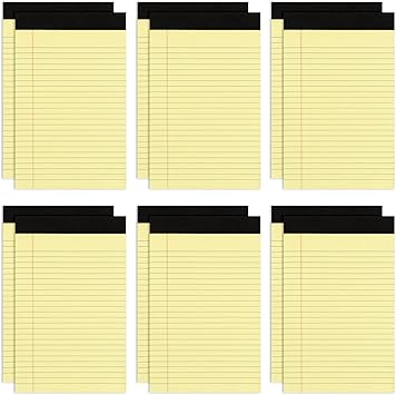 Amazon.com : Goefun 12 Pack Yellow Note Pads 5x8, Small Legalpads 5x8 ...